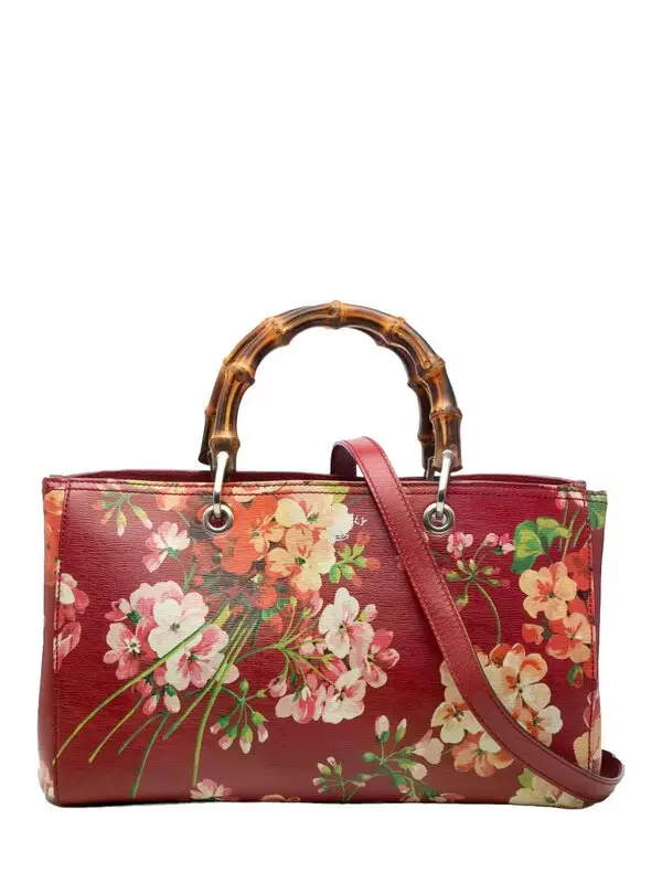 Gucci 2000-2015 Medium Blooms Bamboo Shopper - Red