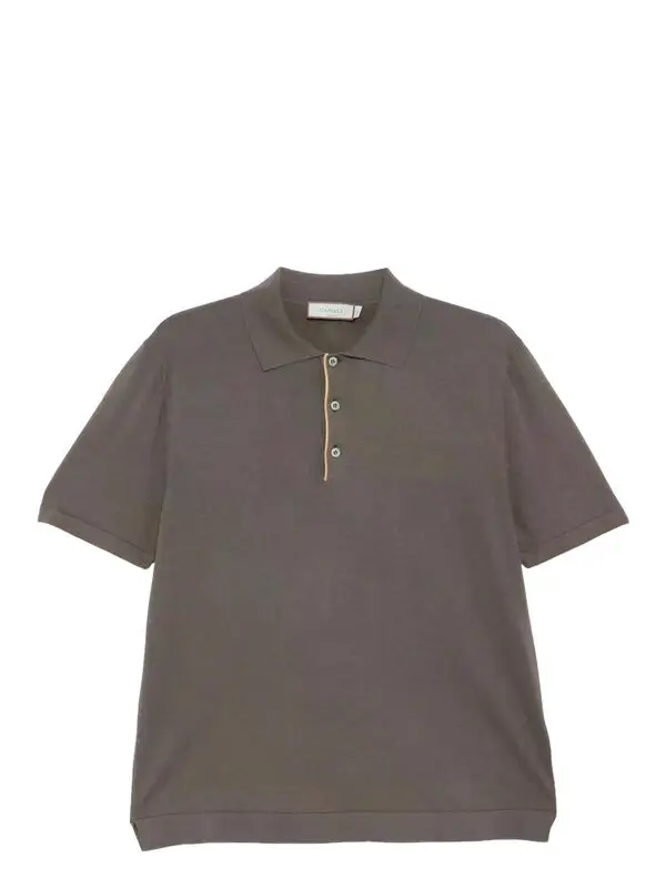 Canali Knitted Polo Shirt - Brown