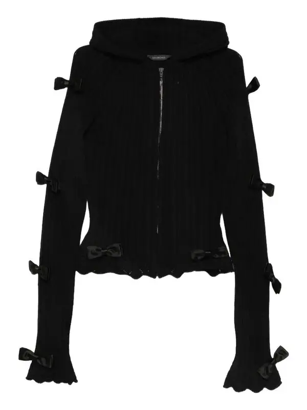 Balenciaga Bow-embellished Zip-up Cardigan - Black