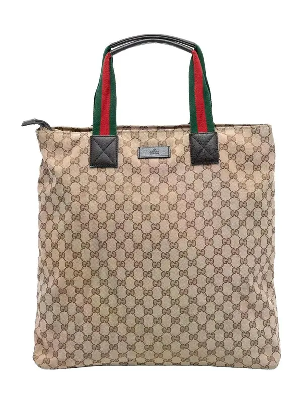 Gucci Gg Canvas Web Tote - Brown