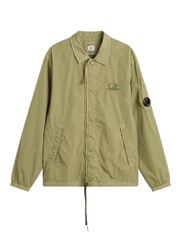 C.P. COMPANY Chrome-r Zipped Lens Logo Overshirt - Moss Gray