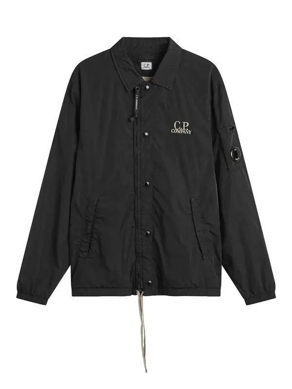 C.P. COMPANY Chrome-r Zipped Lens Logo Overshirt - Black