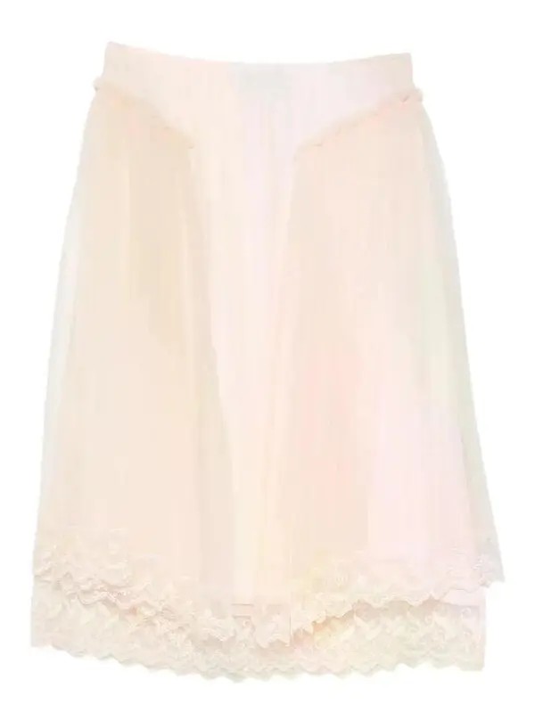 Simone Rocha Lace-trim Hip-detail Midi Skirt - Neutrals