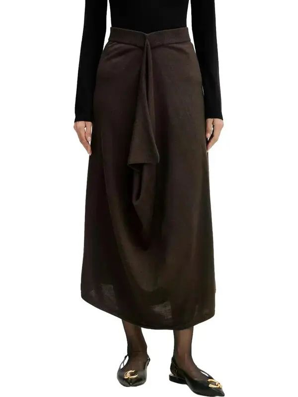 Liviana Conti Draped Midi Skirt - Brown