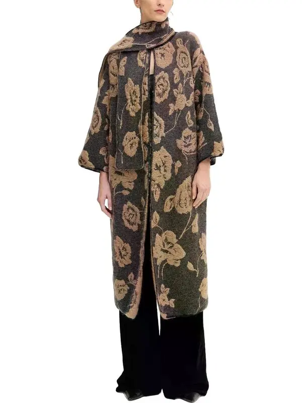 Liviana Conti Matthew Floral-intarsia Coat - Grey