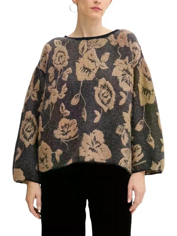 Liviana Conti Maissa Floral-intarsia Cardigan - Grey