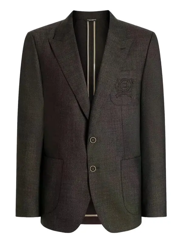 Dolce & Gabbana Single-breasted Blazer With Logo Detail - Brown