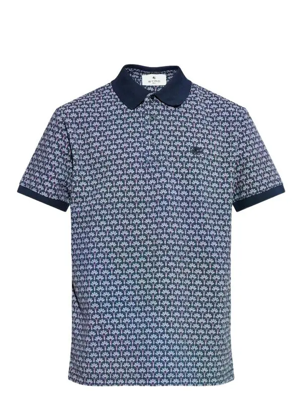 Etro Floral-print Polo Shirt - Blue