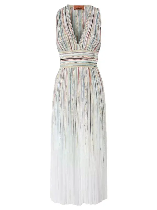Missoni Striped V-neck Midi Dress - White