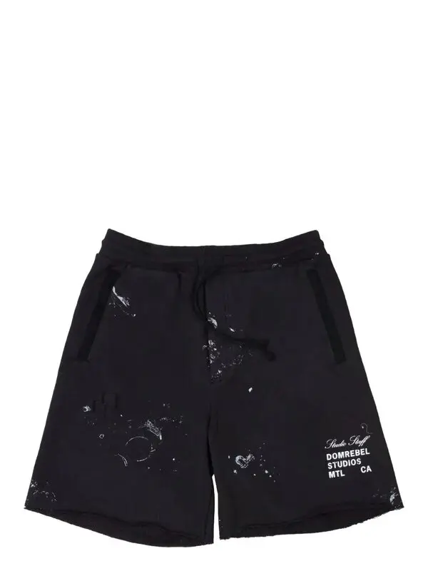 DOMREBEL Paint-splatter Sweatshorts - Black