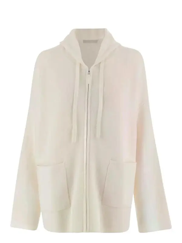 ALLUDE Hooded Zip Cardigan - Neutrals