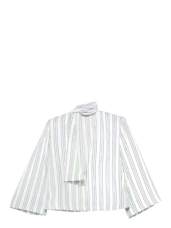 ROWEN ROSE Scarf-detail Striped Shirt - White