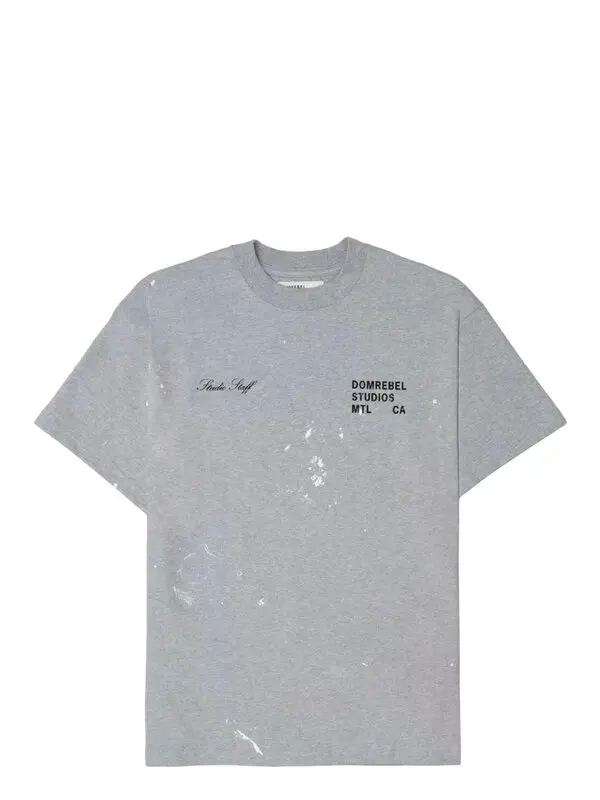 DOMREBEL Staff Paint-splatter Cotton T-shirt - Grey