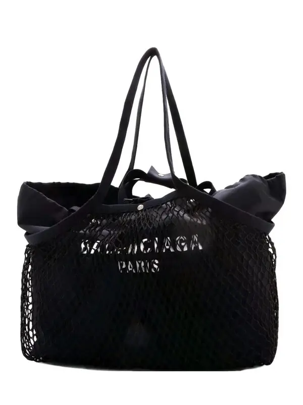 Balenciaga 24/7 Drawstring Mesh And Canvas Medium Tote Bag - Black