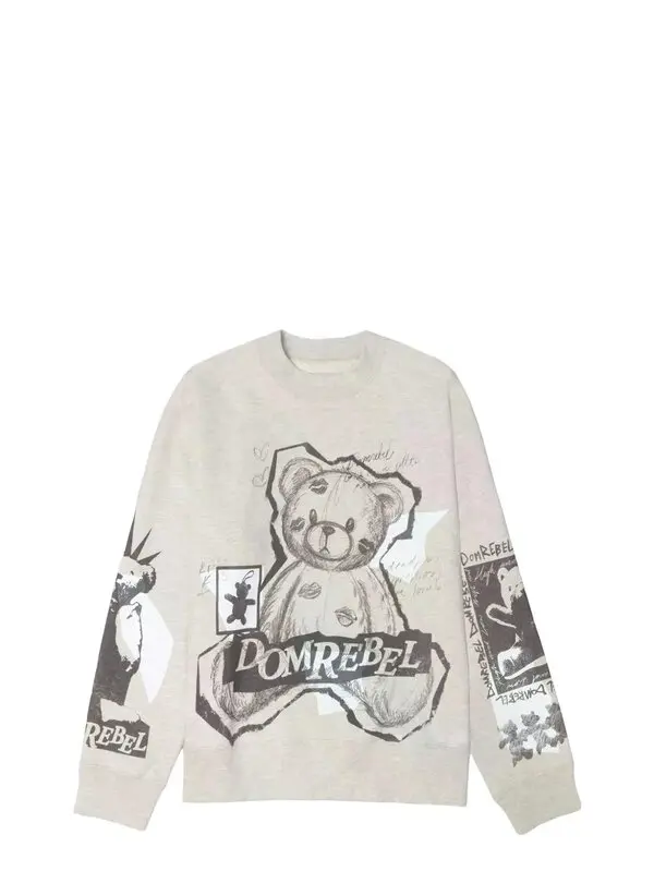 DOMREBEL Bear-print High-low Sweatshirt - Neutrals