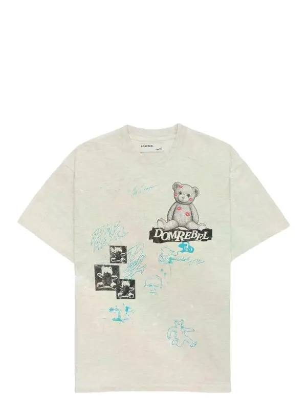 DOMREBEL High Low Bear-print T-shirt - Neutrals
