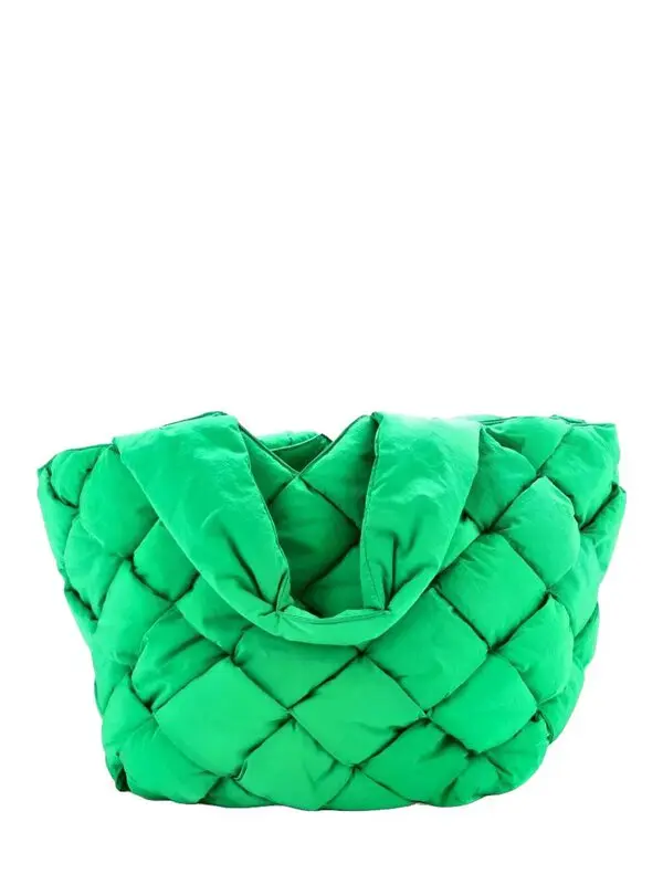 Bottega Veneta Cassette Paper Intrecciato Nylon Large Tote Bag - Green