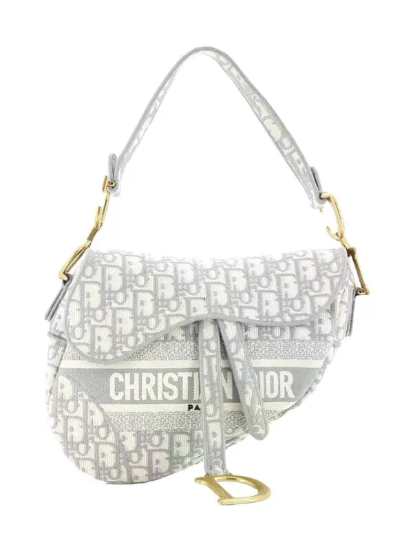 Dior Saddle Handbag Oblique Canvas Medium - Grey