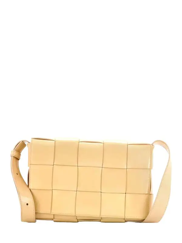 Bottega Veneta Cassette Maxi Intrecciato Patent Crossbody Bag - Neutrals