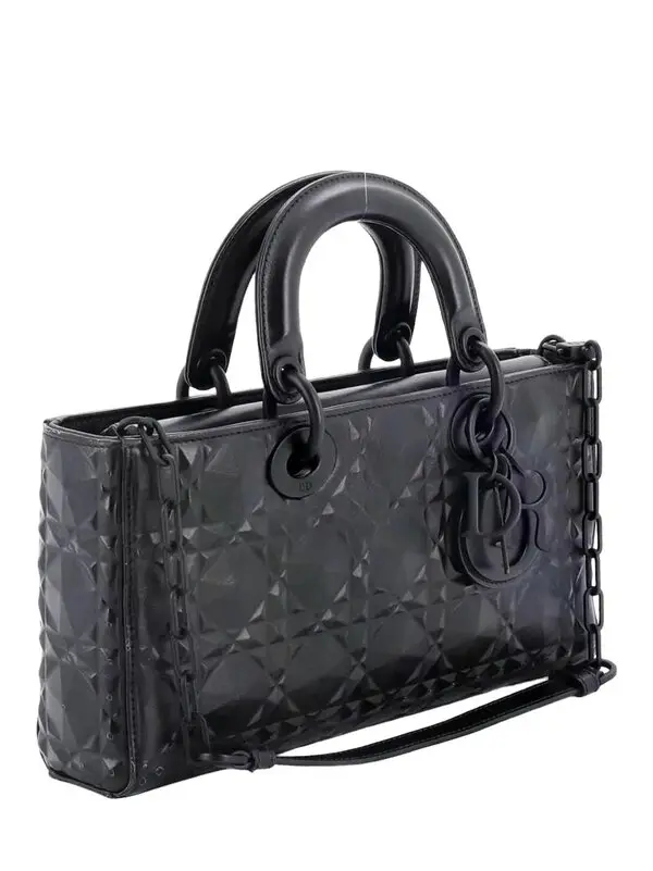 Dior Ultra Matte Lady D-joy Diamond Motif Cannage Calfskin Medium Satchel - Black