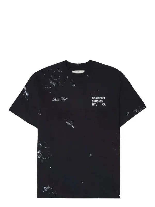 DOMREBEL Staff Paint-splatter Cotton T-shirt - Black