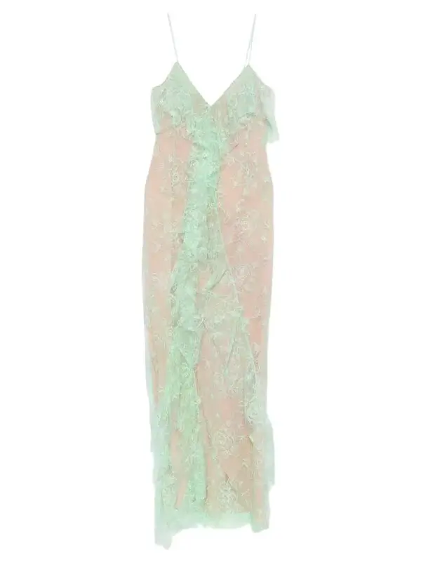 Blumarine Floral Lace Maxi Dress - Green