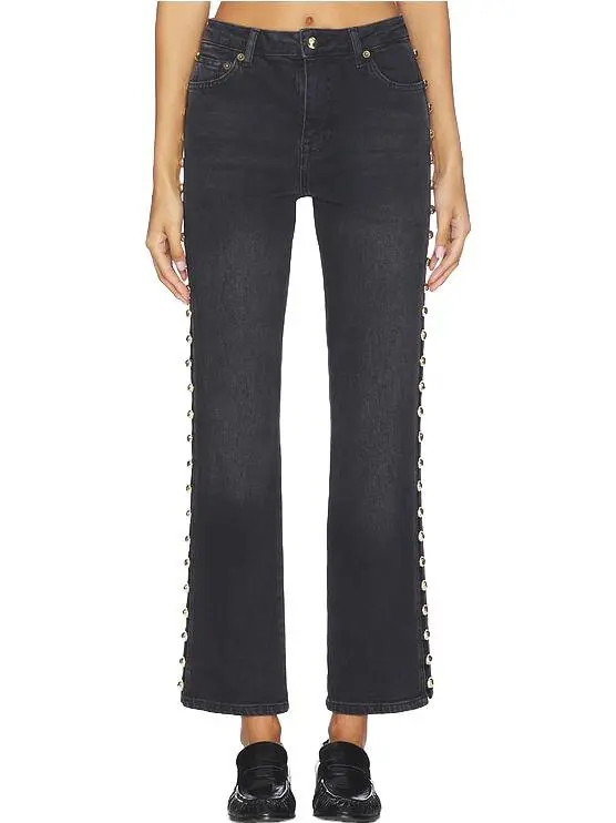 Simkhai Amelia High Rise Studded Jeans - Black