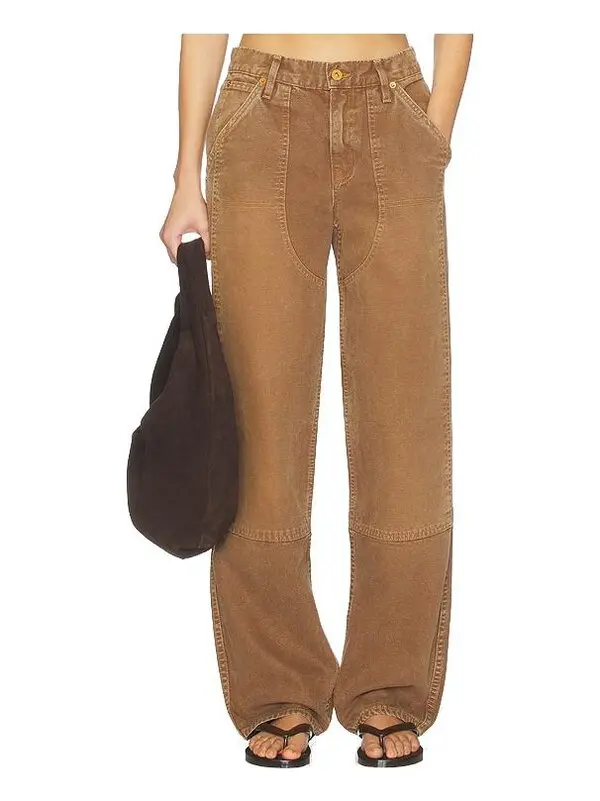 SLVRLAKE Tess Worker Low Rise Relaxed Curve Pant - Beige