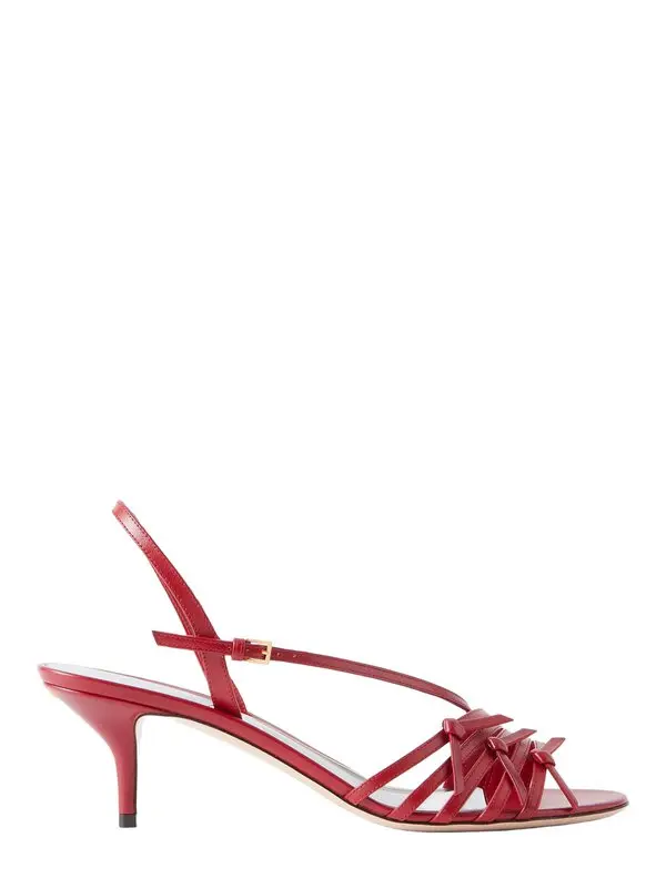 Valentino Garavani Vg Nodine 55 Bow-detailed Leather Slingback Sandals - Red