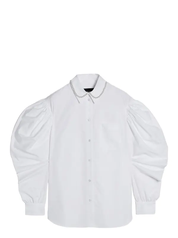 Simone Rocha Shirt With Draped Sleeves And Embroidery - White
