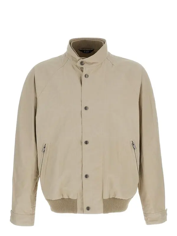 FAY Technical Gabardine Bomber Jacket - Beige