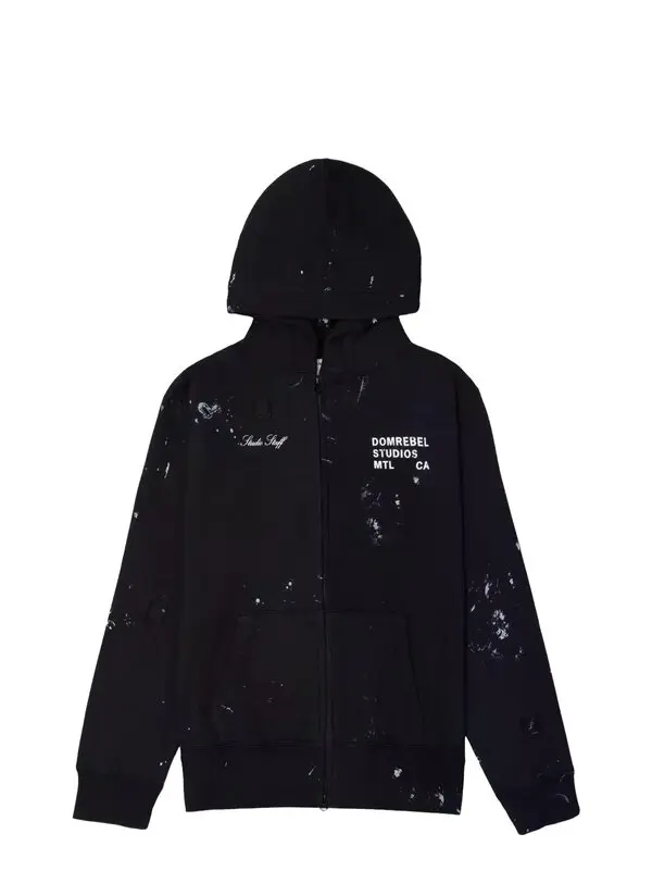 DOMREBEL Paint-splatter Zip Hoodie - Black