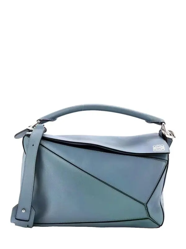 Loewe Puzzle Leather Medium Shoulder Bag - Blue