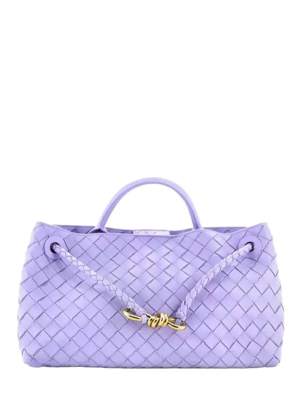 Bottega Veneta Andiamo East West Top Handle Bag Intrecciato Nappa Small Satchel - Purple