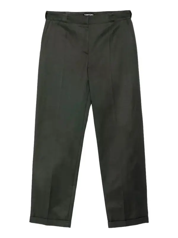 TOM FORD Pleated Folded-hem Trousers - Green