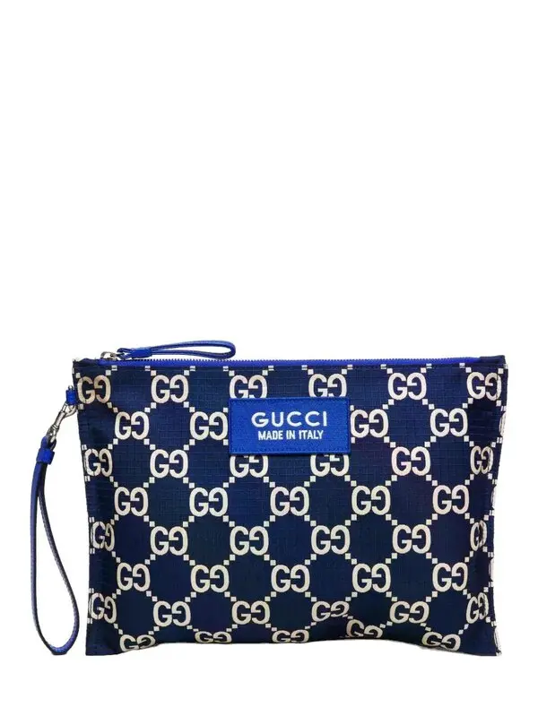 Gucci Gg-pattern Clutch Bag - Blue