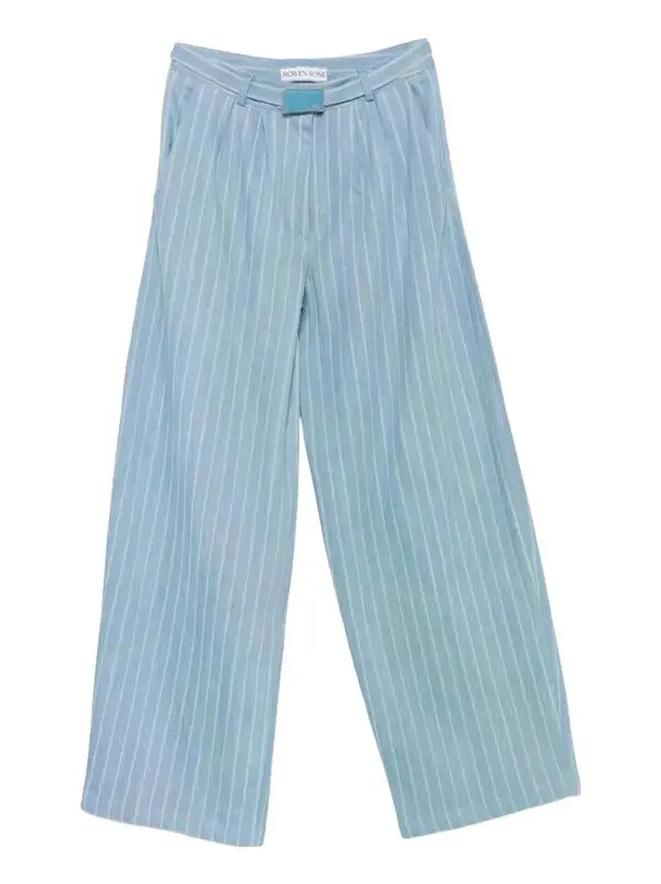 ROWEN ROSE Striped Wide-leg Jeans - Blue