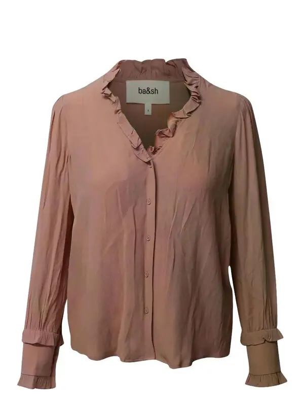 Ba&sh V-neck Ruffled Trim Shirt - Pink