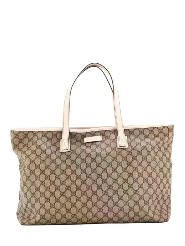 Gucci Gg Coated Canvas And Leather Large Tote Bag - Brown