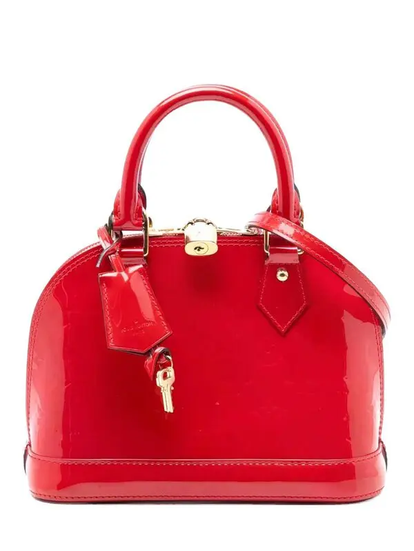 LOUIS VUITTON 2014 Monogram Vernis Alma Bb Satchel - Red