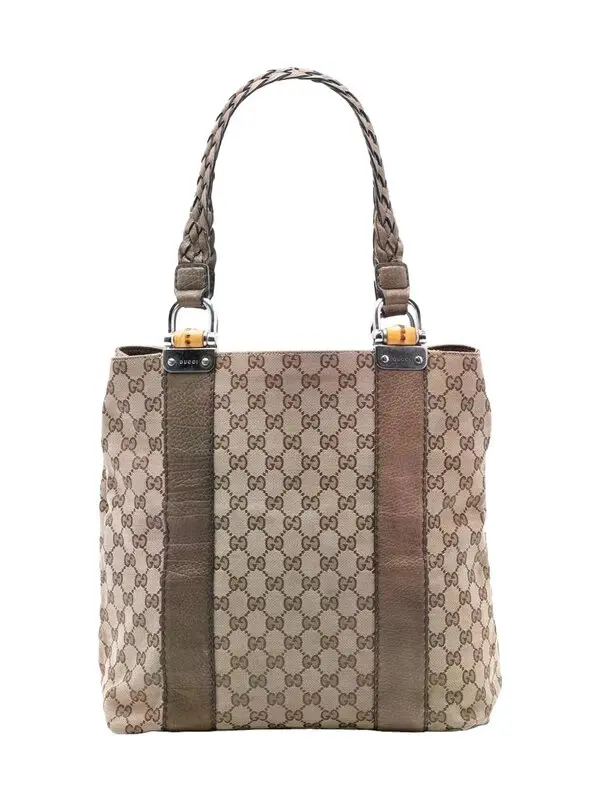 Gucci Gg Canvas Bamboo Libeccio Tote - Brown