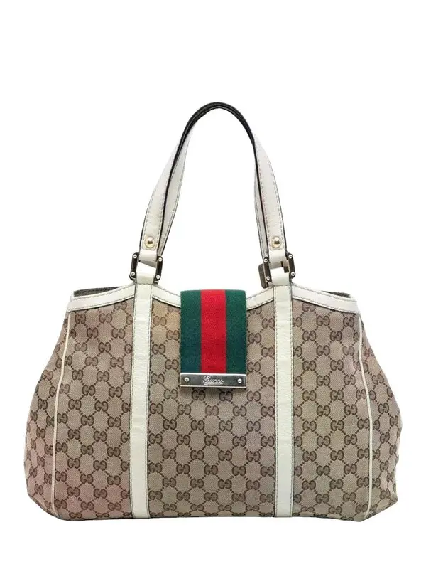 Gucci Gg Canvas Web Tote Bag - Brown