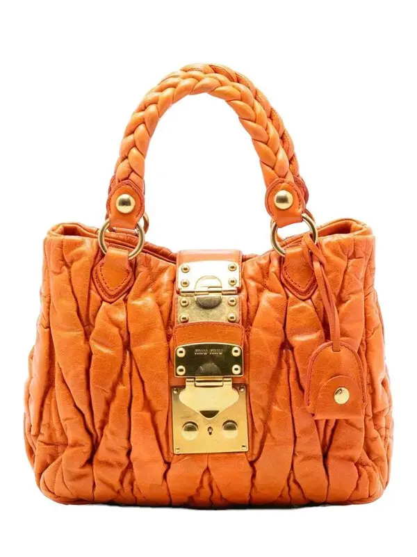 Miu Miu 2010 Matelasse Coffer Satchel - Orange