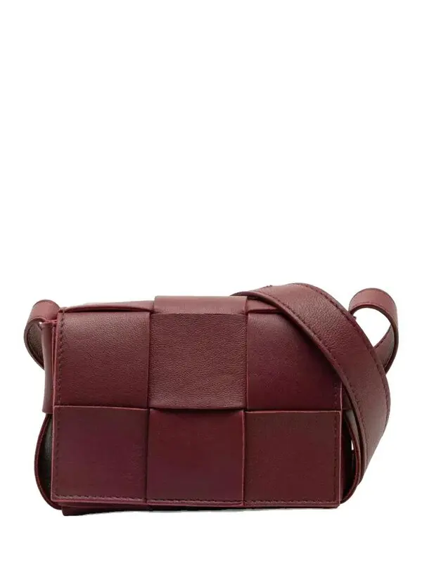 Bottega Veneta Nappa Intrecciato Cassette Crossbody Bag - Red