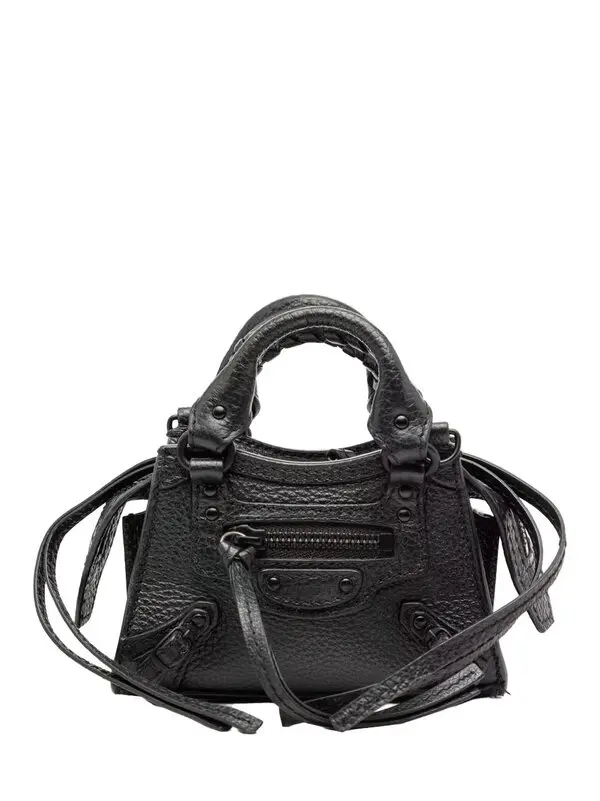 Balenciaga 2022 Super Nano Grained Calfskin Neo Classic City Satchel - Black