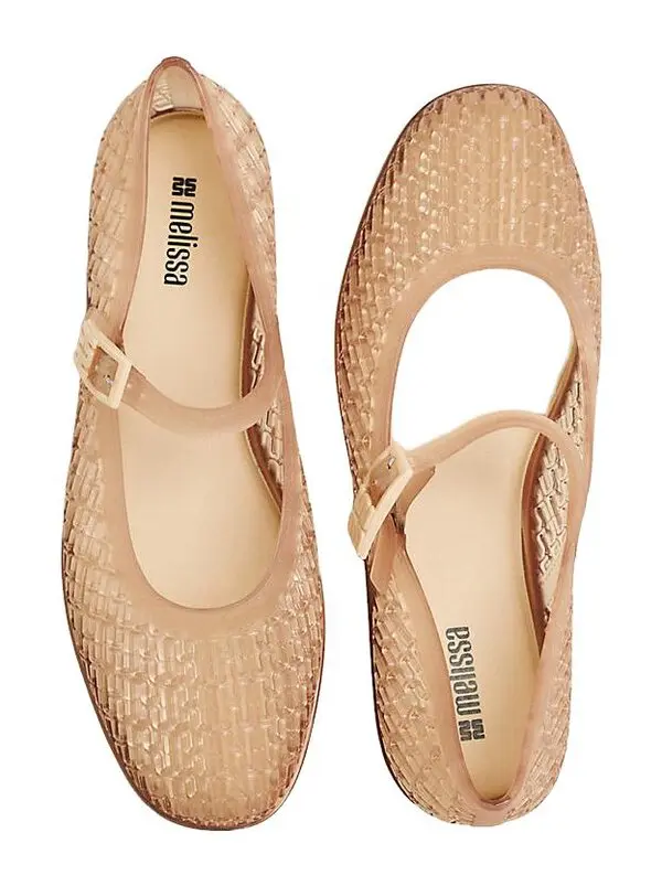 Melissa Harper Jelly Mary Jane Flats - Clear Beige