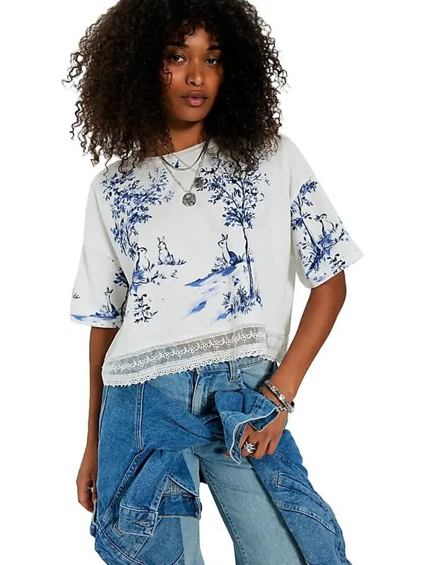 Free People Garden Friend Tee - Pale Blue Combo