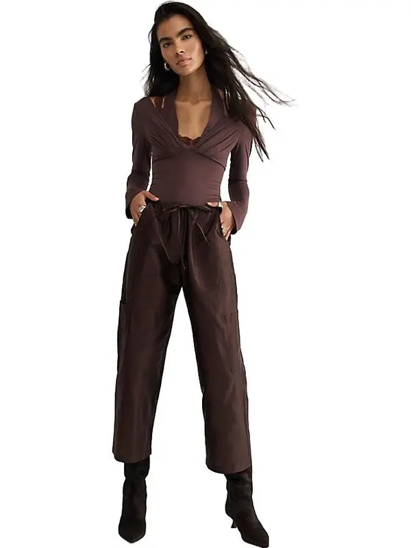 Donni. Taffeta Drawstring Cargo Pants - Espresso