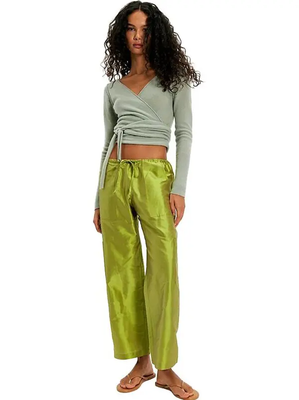Donni. Taffeta Drawstring Cargo Pants - Pistachio