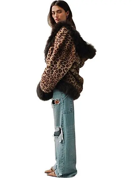 Charlotte Simone Faux Fur Leopard Jacket - Leopard Print/chocolate